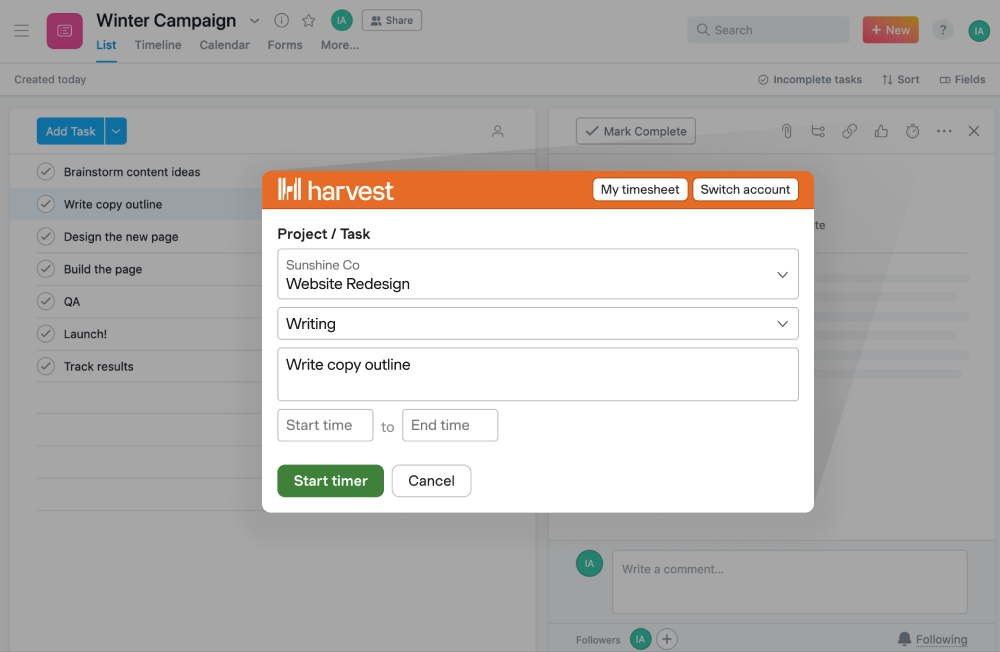 Harvest Widget, Harvest Button, and Harvest API - Harvest